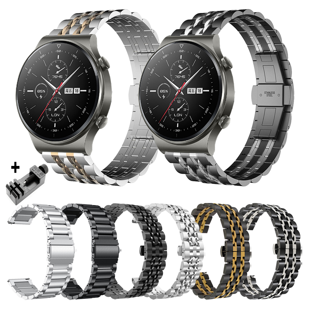 Metalna narukvica Black-Silver 22 mm za Samsung Galaxy Watch, Huawei ...